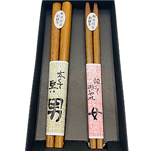 Japanese Tetsuboku 9.2 Inches 2 Pair Chopsticks Gift Set for Couple Meoto Hashi in Box From Japan