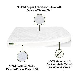 Waterproof Mini Crib Mattress Protector | Bamboo Viscose Made Ultra-Soft Quilted Mattress Cover, 1-Pack