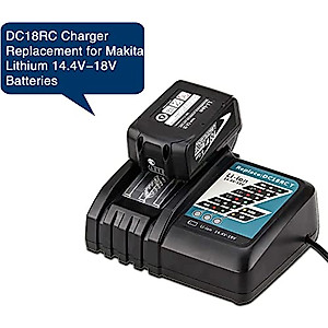 DC18RC 18 Volt Replacement Battery Charger Compatible with Makita 14.4V-18V LXT Battery Lithium-Ion BL1815 BL1830 BL1840 BL1845 BL1850 BL1860