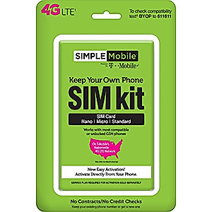 Simple Mobile Keep Your Own Phone 3-in-1 Prepaid SIM Kit