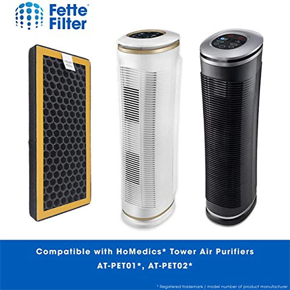Fette Filter - Air Purifier Activated Carbon Filter Compatible with HoMedics TotalClean PetPlus. Compare to Part # AT-PET01, AT-PET02, AT-PETODR. Pack of 4