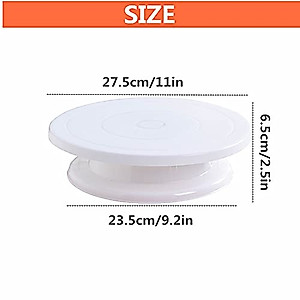 11 Inch Rotating Cake Turntable Stand, Revolving Turn Table Top for Cake Decorating, Rotary Round Cake Stand for Pastries Cookies Cupcakes Decorating Display Tool (White)