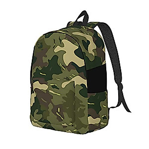 FYCFSLMY Camo Camouflage Green Backpack with Adjustable Straps, Suitable for Travel Picnics Activities