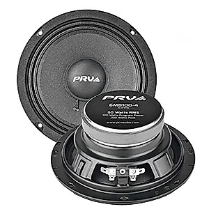 PRV AUDIO 6MB100-4 Pair of 6.5 Inch Midbass Speaker for Pro Car Audio, 4 Ohm, 50 Watts RMS Power, 200 Watts Max Power Mid Bass Factory Replacement Loudspeaker (Pair)