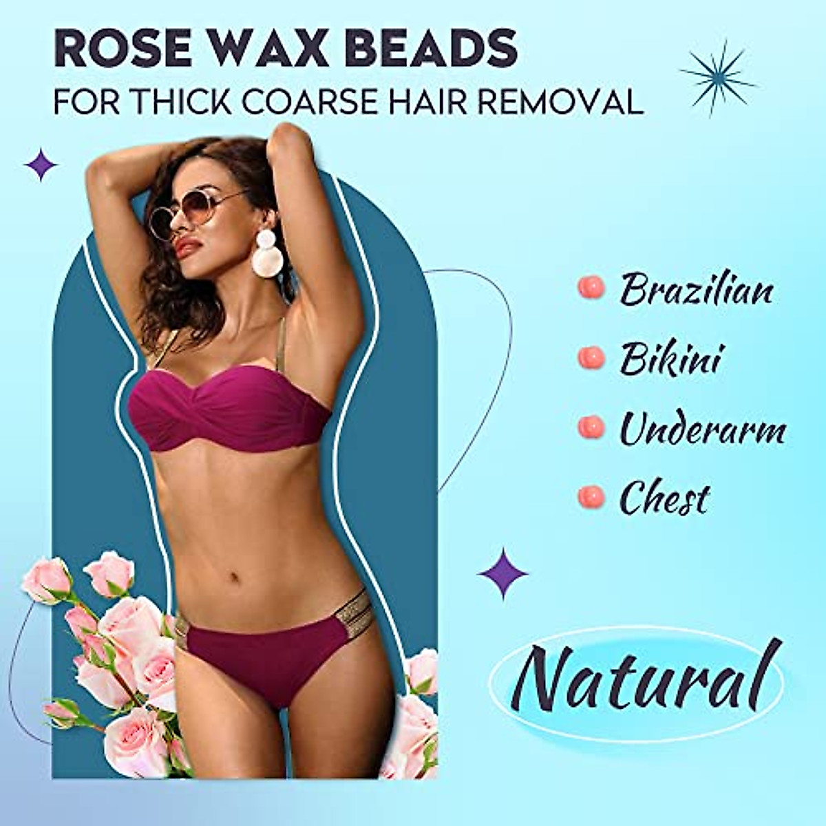 Anruz Waxing Kit, Wax Warmer Hair Removal for Women Men Sensitive Skin, At Home Wax Kit with Wax Beads(14.1 oz total) for Coarse & Fine Hair, Eyebrow, Facial, Armpit, Bikini, Leg, Brazilian