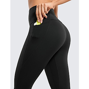 CRZ YOGA Womens Butterluxe Workout Leggings 25 Inches - High Waisted Gym Yoga Pants with Pockets Buttery Soft Black X-Small