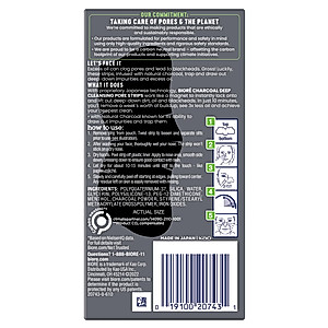 Biore Charcoal Blackhead Remover Pore Strips, Deep Cleansing Nose Strips for Removal and Unclogging, 3X Less Oil, 6 Count