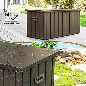 200 Gallon Deck Box, Large Steel Outdoor Storage Box Waterproof, Lockable Patio Storage Box with Side Handle & Mobility Rollers, Outdoor Deck Box Storage Cabinet for Outside Cushions, Garden Tools