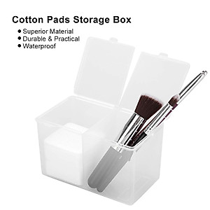 Cotton Pads Container, 2 Grids Cotton Pads Swabs Holder Organizer Multi-Functional Nail Polish Glitter Powder Organizer Storage Box Partition Design Dispenser Box