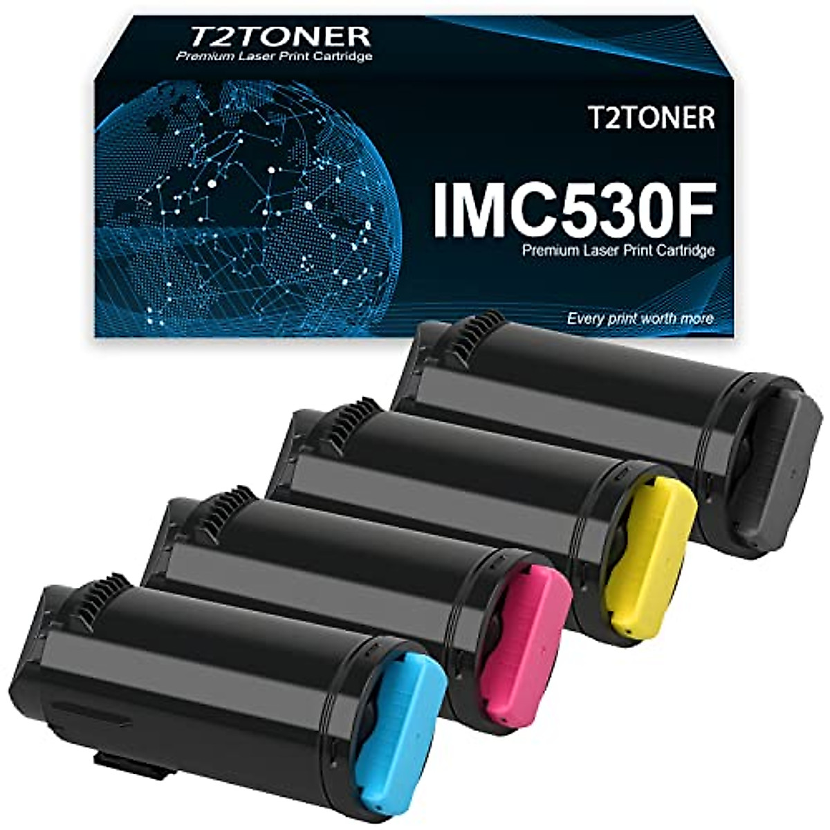 T2TONER IM C530FB 418236 418237 418238 418239 Remanufactured Toner Cartridge Replacement for Ricoh Lanier IM C530F Savin IM C530FB Printer.Black Cyan Magenta Yellow