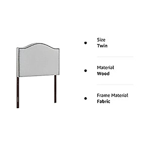 Modway Curl Linen Fabric Upholstered Twin Headboard with Nailhead Trim and Curved Shape, Sky Gray