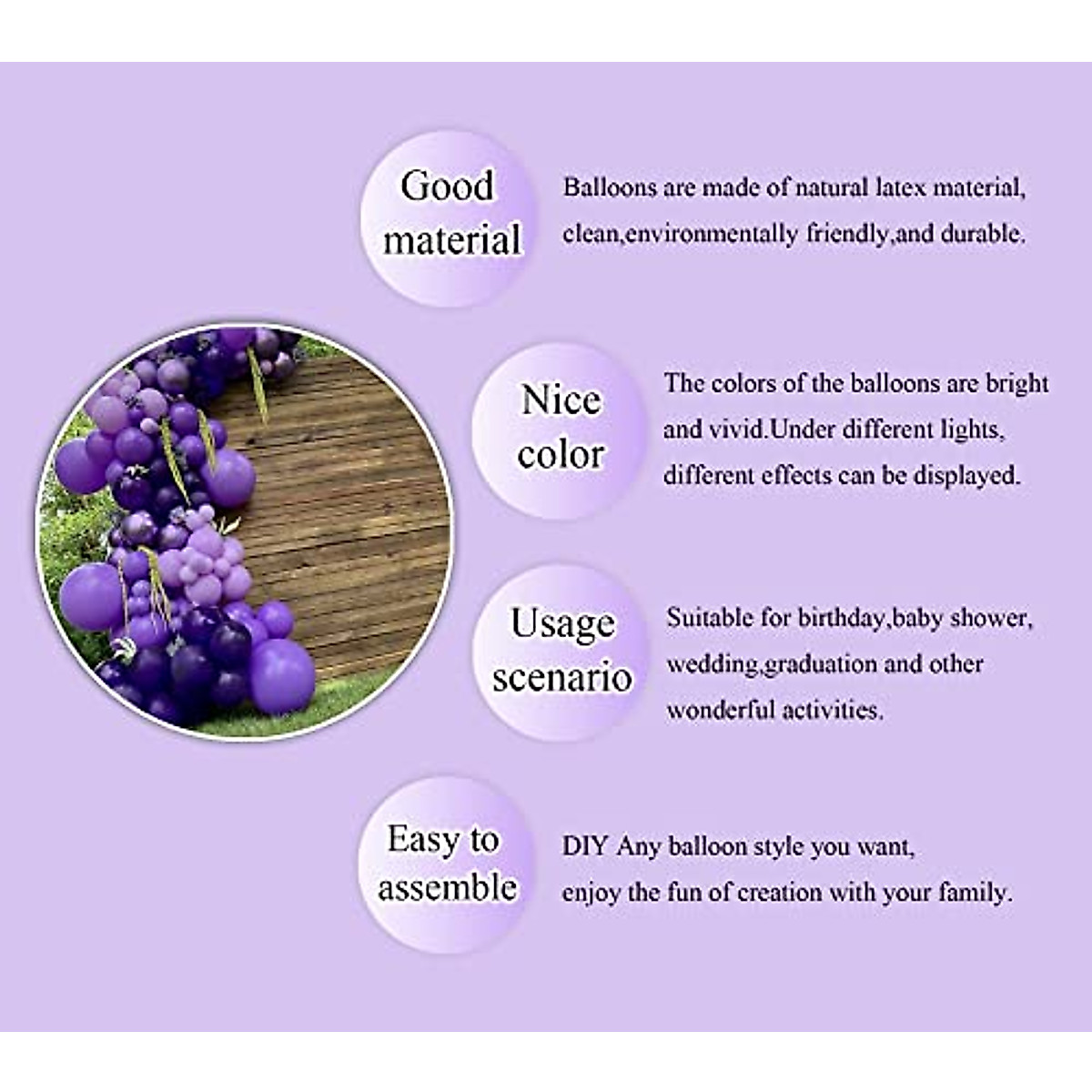 Dark Purple Balloon Arch Garland Kit-Light Purple Balloon Metallic Purple Balloon 134Pcs for Gender Reveal,Birthday,Wedding,Graduation,Christmas and Halloween Party Decoration.