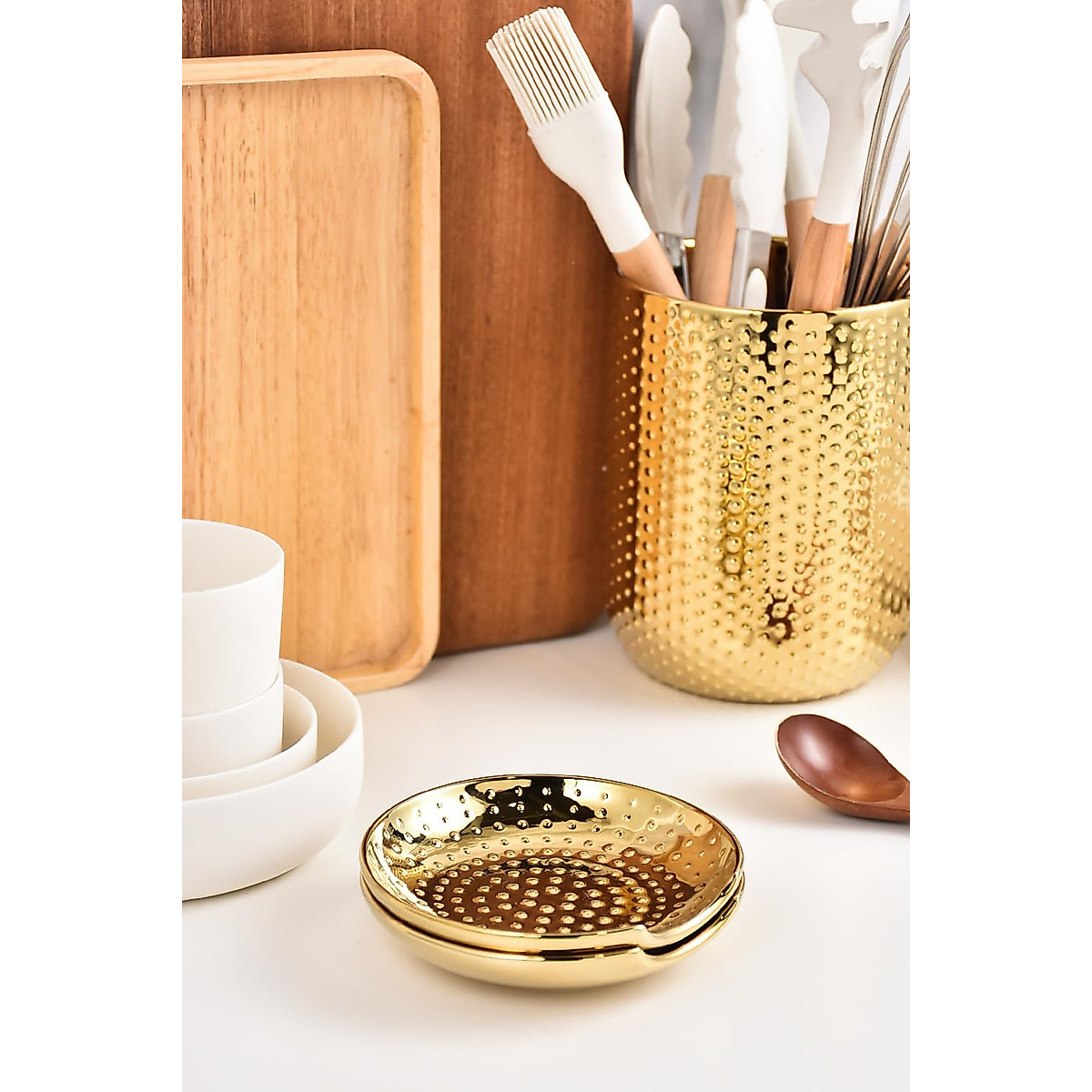 2 Pack Ceramic Spoon Rest for Stove Top, t5" Large Spoon Holder for Kitchen Counter, Ceramic Coffee Spoons Rest for Spoons, Ladles, Tong, Kitchen Spoon Holder for Multiple Utensils, Housewarming Gifts