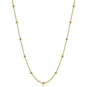 Kooljewelry 14k Yellow Gold Round Beads Station Necklace (24 inch)