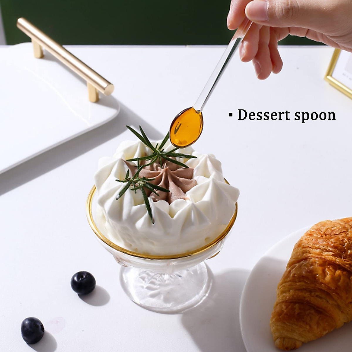 Generic 5Pcs Glass Stirring Spoons Heat Resistant Mixing Rod For Coffee Tea Yogurt Ice Cream Cocktail Cold Drink Salt Sugar Appetizers And Desserts