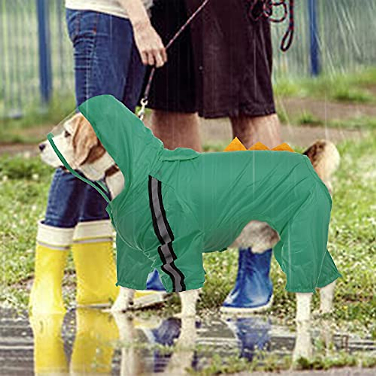 Clear Small Dog Raincoat Jacket Hooded with Reflective Strip, Waterproof Pet Raincoat Slicker Hoodie for Dog with Leash Hole, Lightweight Breathable Pet Rain Poncho Cartoon for Small Dogs Puppies