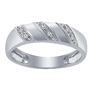 Pretty Jewels 0.23 Carat (ctw) Round White Diamond Heart Frame Men's & Women's Engagement Trio Set Ring For His & Her Wedding, 925 Sterling Silver (H-I Color, I1-I2 Clarity) Ladies 7 & mens 13