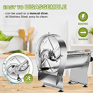 NEWTRY Electric Vegetable Slicer Commercial Fruit Slicer Machine Tomato Slicer 0-10mm (25/64inch) Thickness Adjustable Stainless Steel for Lemon Potato Onion Tomato 110V US