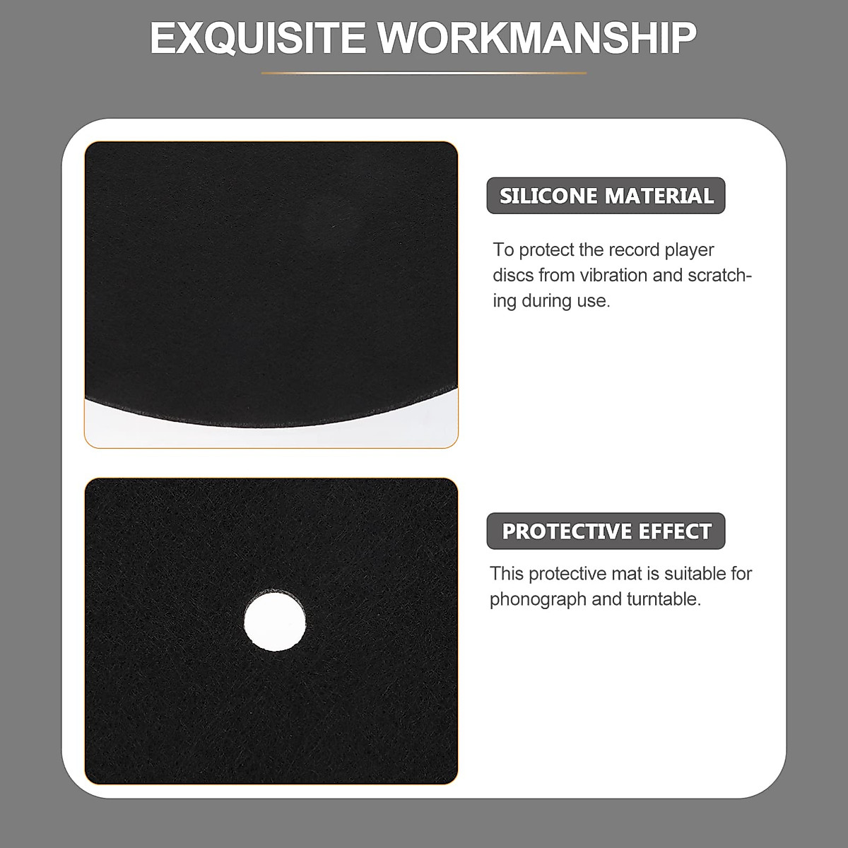 Milisten Turntable Mat 7 Inch 3mm Thickness Felt Disc Pad Vinyl Record Mat