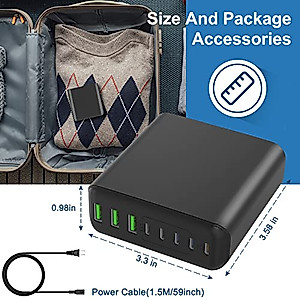 200W USB C Charger, 8-Port Desktop USB C Charging Station, 65W USB C Laptop Charger Compatible with MacBook Pro/Air,iPad Series,iPhone 14/13/Mini/Pro/13Pro Max/12 Samsung Galaxy Note