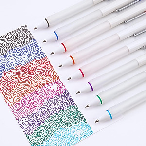 WRITECH Gel Ink Retractable Pens: Assorted Colors Ink 0.7mm Medium Point Pen Set, Smooth Writing Multi Colored No Bleed Pens Bulk for Journaling 8ct