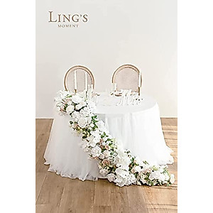 Ling's Moment Artificial Flowers Ivory Foam Fake Roses with Stems 25pcs for DIY Wedding Bridal Shower Centerpieces Tables Decorations Party