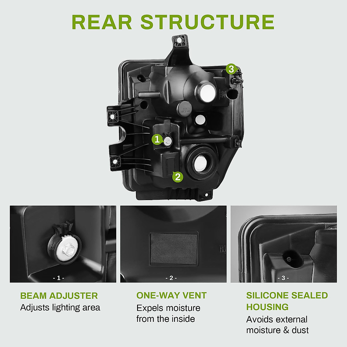 AUTOSAVER88 Headlight Assembly Compatible with 2008-2010 Ford F250 F350 F450 Super Duty Headlamp Chrome Housing(7C3Z-13008BA 7C3Z-13008AA)
