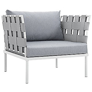 Modway EEI-2602-WHI-GRY MO-EEI-2602-WHI-GRY Harmony Outdoor Patio Aluminum, Armchair, White Gray