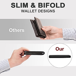 Chelmon Slim Wallet for Men ID Window with RFID Blocking Front Pocket Minimalist Bifold Bussiness Card Holder Gift for Men