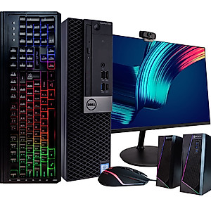 Dell 5050 Desktop Computer, Intel Core i5 Quad Core, 16GB RAM, 500GB Solid State Drive, DVD, Wi-Fi, Windows 10 Pro, Wireless Keyboard, 1080p Webcam, New 23.6-inch Monitor (Renewed)