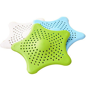 Set of 3 Rubber Starfish Drain Sink Strainer Bath Shower Sewer Cover Hairs Filter for Kitchen and Bathroom(White,Blue,Yellow)