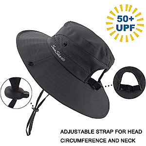 PanPacSight Women Ponytail Sun Hat UV Protection Fishing Hats Sunshade Packable Bucket Outdoor Hiking Gardening Boonie