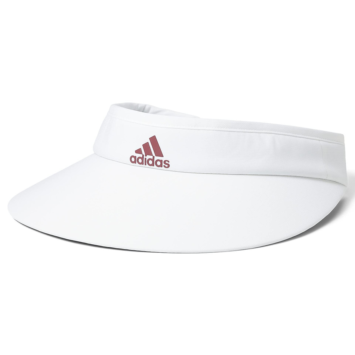 adidas Standard Wide Brim Tour Visor, White/Quiet Crimson, One Size