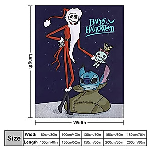 Stitch Blanket 350GSM Halloween Flannel Throw Blanket for All Seasons Super Soft and Cozy Medium Plush Blankets for Sofa, Couch and Bed 50"x60"