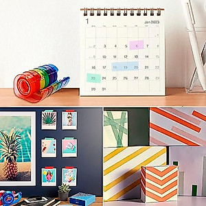 Eagle Rainbow Tape Dispenser, Desktop Office Tape, Colored Adhesive Tapes Included, for Arts, Home, and Office use, Pack of 6 Dispensers