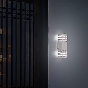 AOZBZ Modern Outdoor Wall Light, Waterproof Aluminum Wall Mount Light Fixtures, Up Down Dual Head E27 Lighting Source, AC 85-240V Porch Lights for Courtyard Garden Corridor