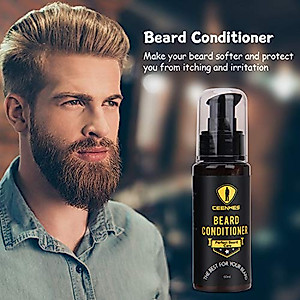 Ceenwes Upgraded Beard Grooming Kit with Beard Conditioner ,Beard Oil, Beard Brush, Beard Comb, Beard Balm, Beard Shampoo, Beard & Mustache Scissors Storage Bag, Beard Growth & Trimming Kit for Men Care Perfect Christmas Gifts for Dad/Boyfriend