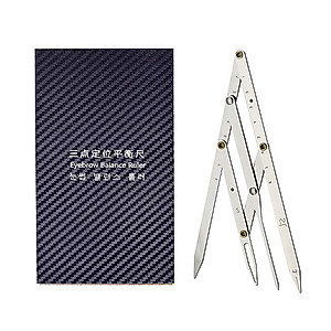 Dr.Pedi Eyebrow Golden Ratio Caliper Stencil with Flexible Arms Microblading Permanent Makeup Reusable DIY Tattoo Ruler Measurement Symmetrical Tool Foldable, Silver, 2 Piece Set