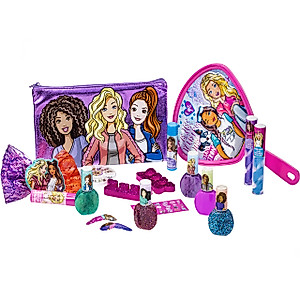 Barbie - Townley Girl Mega Cosmetic Makeup Gift bag Set includes Lip Gloss, Nail Polish & Hair Accessories and more! for Kids Girls, Ages 3+ perfect for Parties, Sleepovers and Makeovers