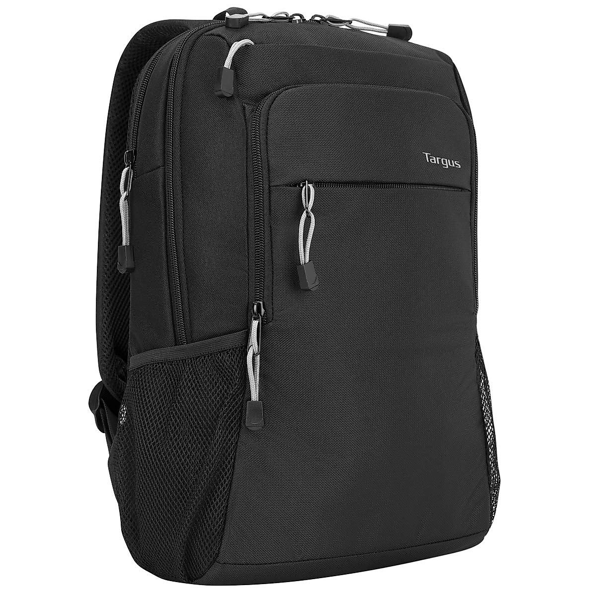 Targus Intellect Advanced Laptop Backpack for Lightweight Water-Resistant Slim Travel with Padded Back Support, Quick Access Stash Pouch, Protective Sleeve for 15.6-Inch, Black (TSB968GL)