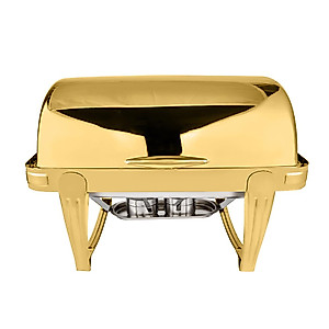 HONHPD Luxury Gold Roll Top Chafing Dish Buffet Set, 13 Litre Rectangular Stainless Steel Chafer, Buffet Servers and Warmers Set Warming Tray for Wedding, Parties, Banquet, Catering Events（Golden