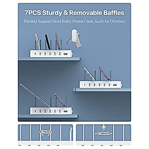 SooPii 60W 6-Port Charging Station for Multiple Devices, PD 20W USB C Fast Charging for lPhone 14/13/12,6 Short Cables Included, 2 in 1 Holder,for Phones,Tablets and Others,White