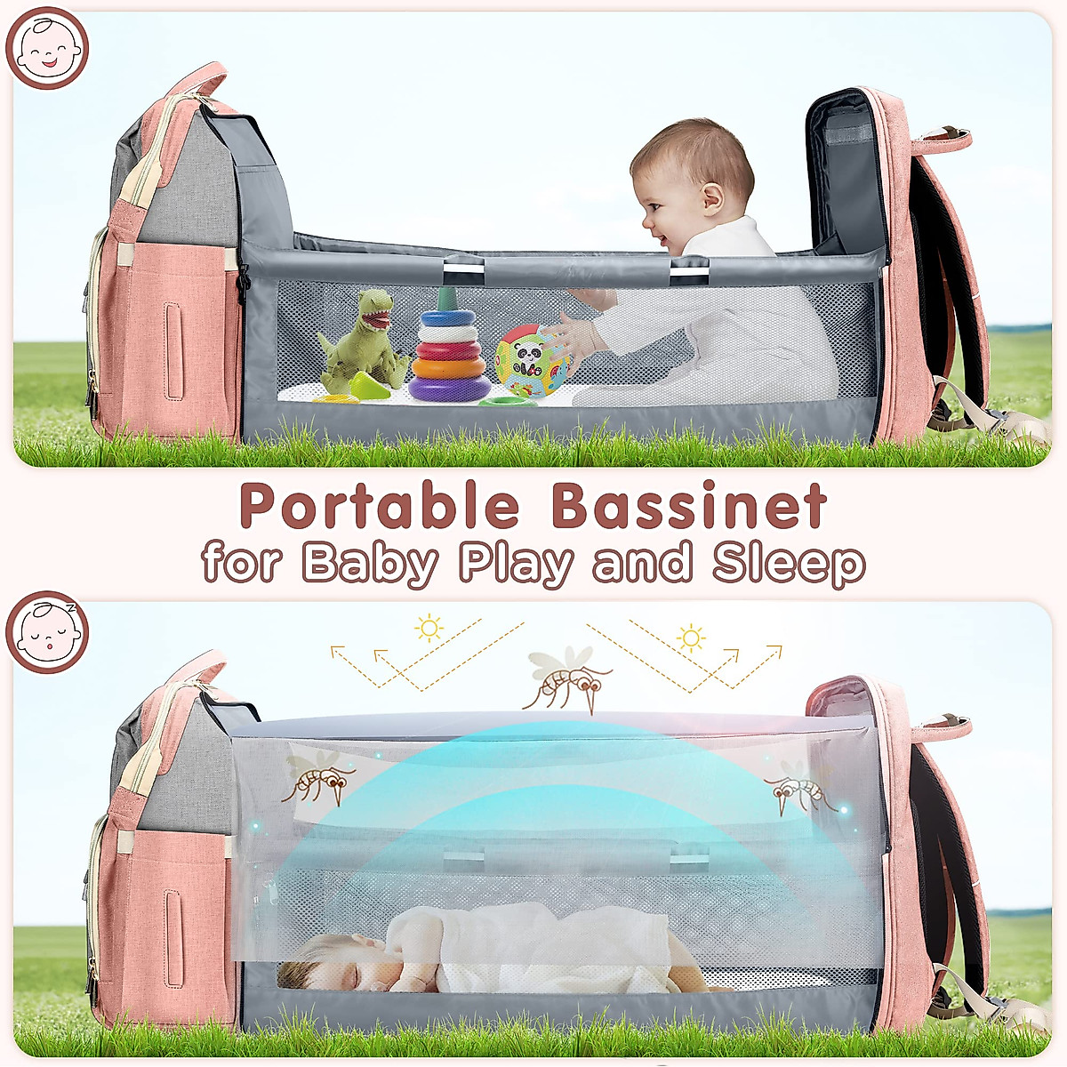 Gimars Diaper Bag Backpack with Changing Station, Multifunctional 900D Waterproof Travel Baby Bag, Large Capacity Baby Bag with USB Charging Port, Baby Registry Search Shower Gifts for Boy Girl