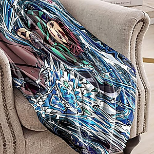 Japanese Anime Flannel Blanket 2set, Soft Lightweight Fleece Throw Blanket with Pillowcase Warm Durable Sofa Couch Decor Beding