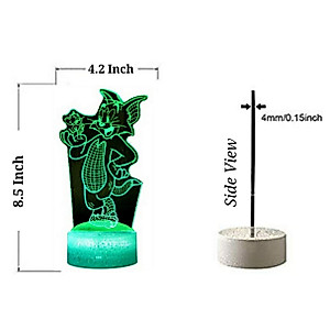 Z ZILLION CRAFT Tom and Jerry Illusion 3D Night lamp for Kids Bedroom. 7 Color Changing Optical lamp with Touch Sensor. Best for Kids as Gifts.