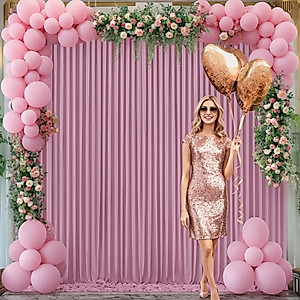 10x10 Dusty Pink Backdrop Curtain for Parties Wedding Wrinkle Free Pink Photo Curtains Backdrop Drapes Fabric Decoration for Birthday Party Baby Shower 5ft x 10ft,2 Panels