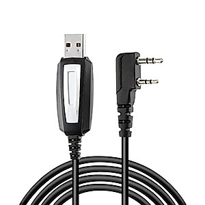 Radioddity PC002 USB Programming Cable CH340 Chip, 2-Pin K Plug, Plug and Play, Compatible with Windows 7, 8, 9, 10, 11, GM-30 GS-5B BaoFeng UV-5X UV-5R BF888S BF-F8HP Two Way Radios