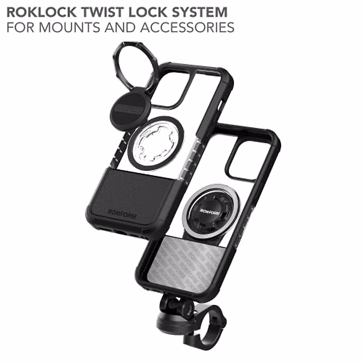 Rokform - iPhone 14 Pro Max MagSafe Compatible Crystal Case + Twist Lock Sport Ring Stand & Grip (RokLock Series)