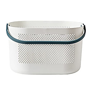 Plastic Bathroom Storage Basket with Handle, for Storing Bathroom Body Wash, Shampoo, Conditioner, Lotion (Blue large)
