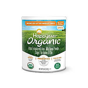 Happy Baby Organics Infant Formula, Milk Based Powder with Iron, Stage 1, 12 Ounce (Pack of 6) - Packaging May Vary
